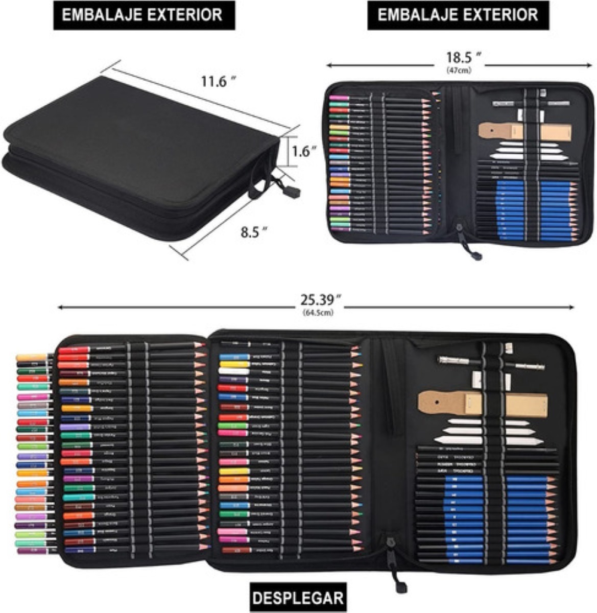 Set De Arte Profesional 96 Lápices Colores Dibujo Kit