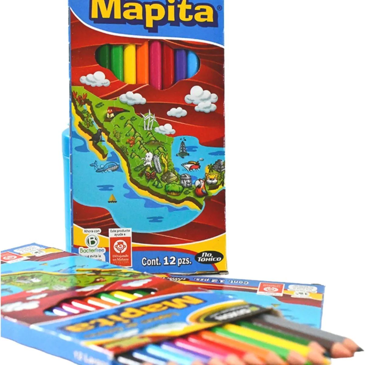 5 Cajas De Colores Mapita Con 12 Lapices Largos