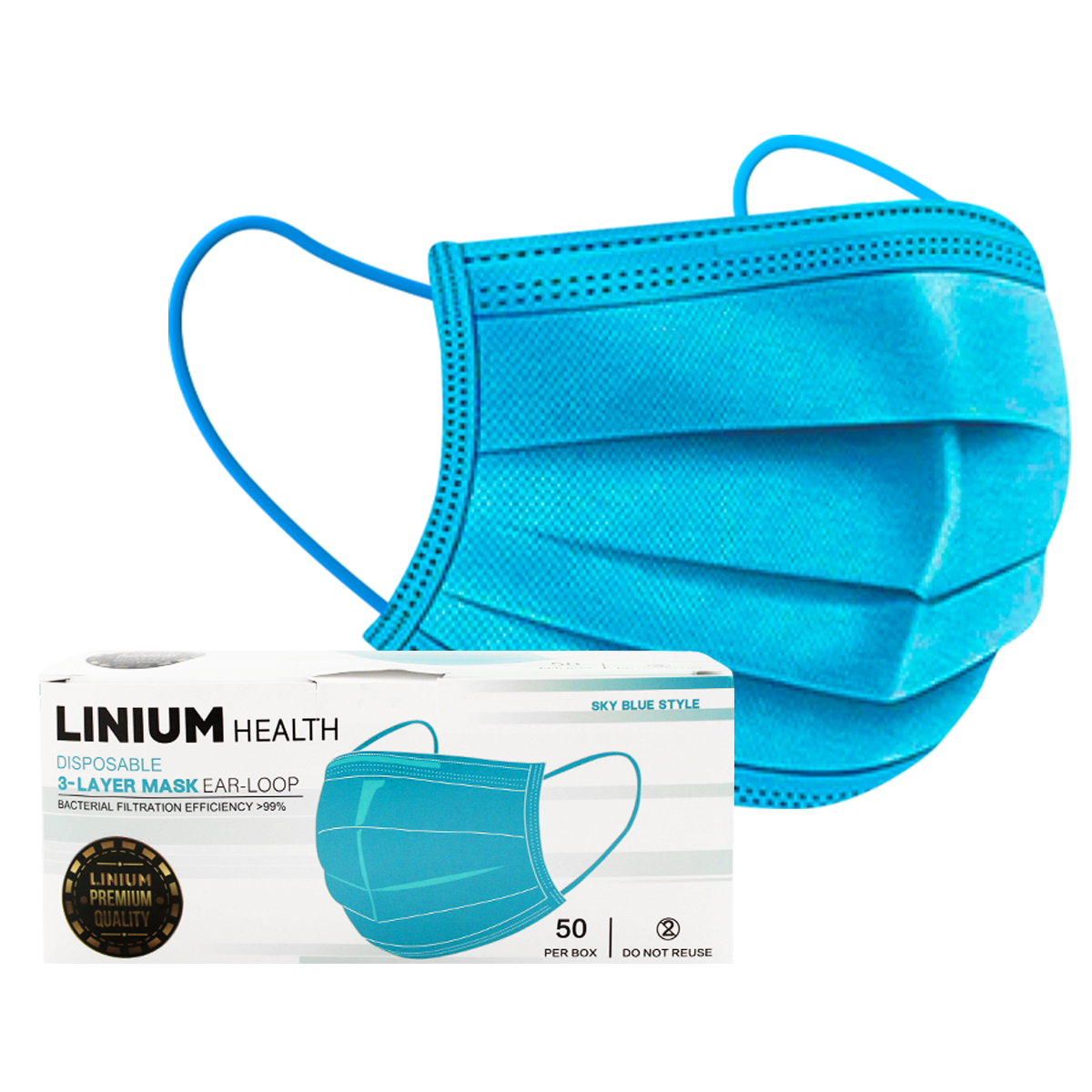 Cubrebocas Tricapa Termosellado Colores 50 Pzs Premium Azul