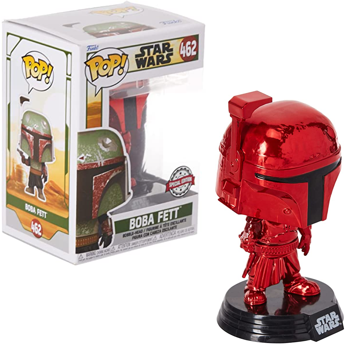 Funko Pop Sw The Mandalorian - Boba Fett (Red Chrome) #462 Special Edition