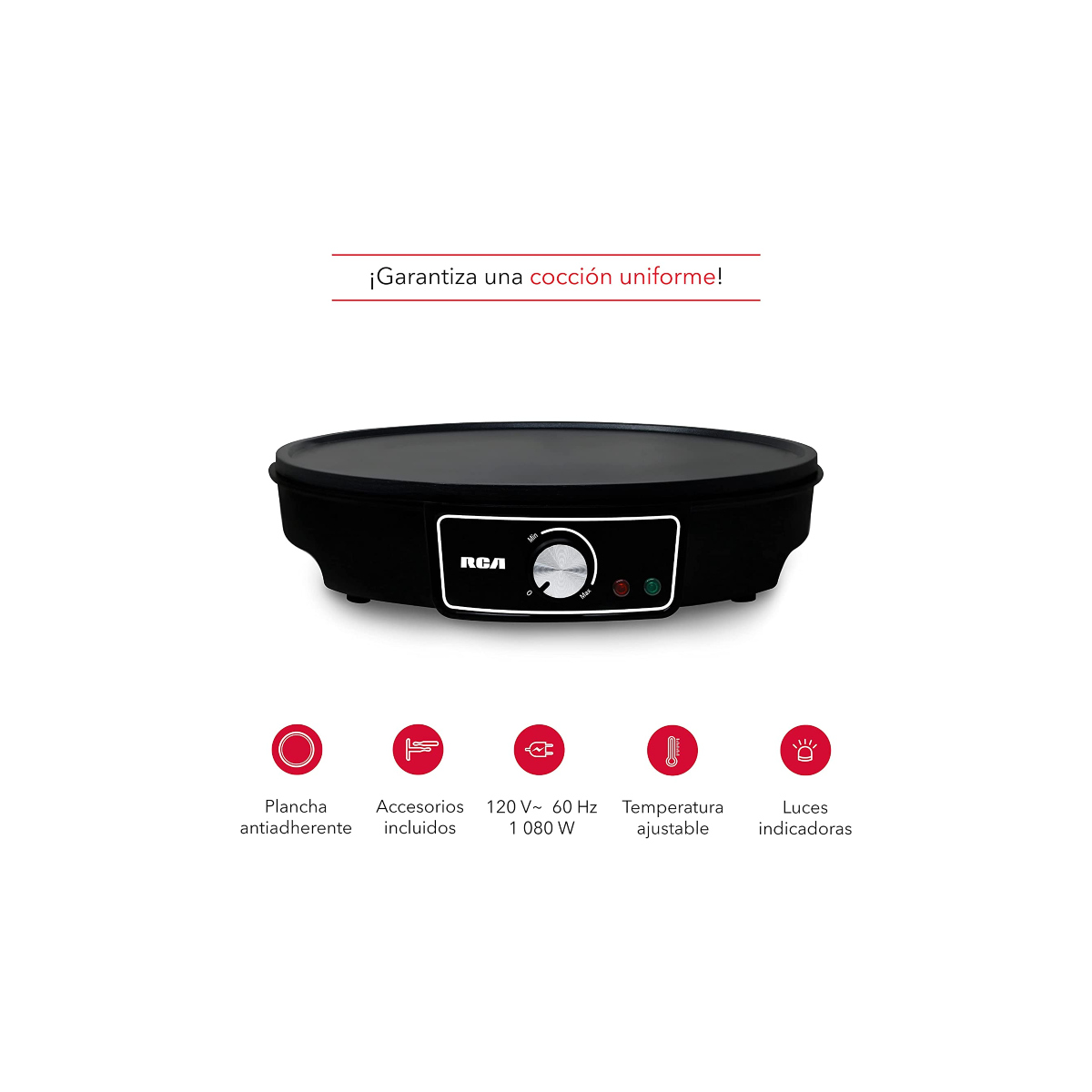 RCA RC-602- Crepera plancha antiadherente con accesorios