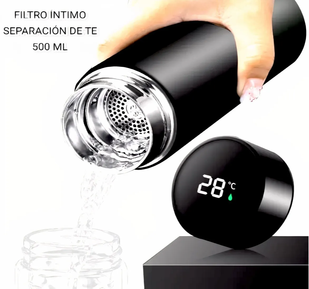 Termo Led Digital Acero Inoxidable 500ml Color Negro