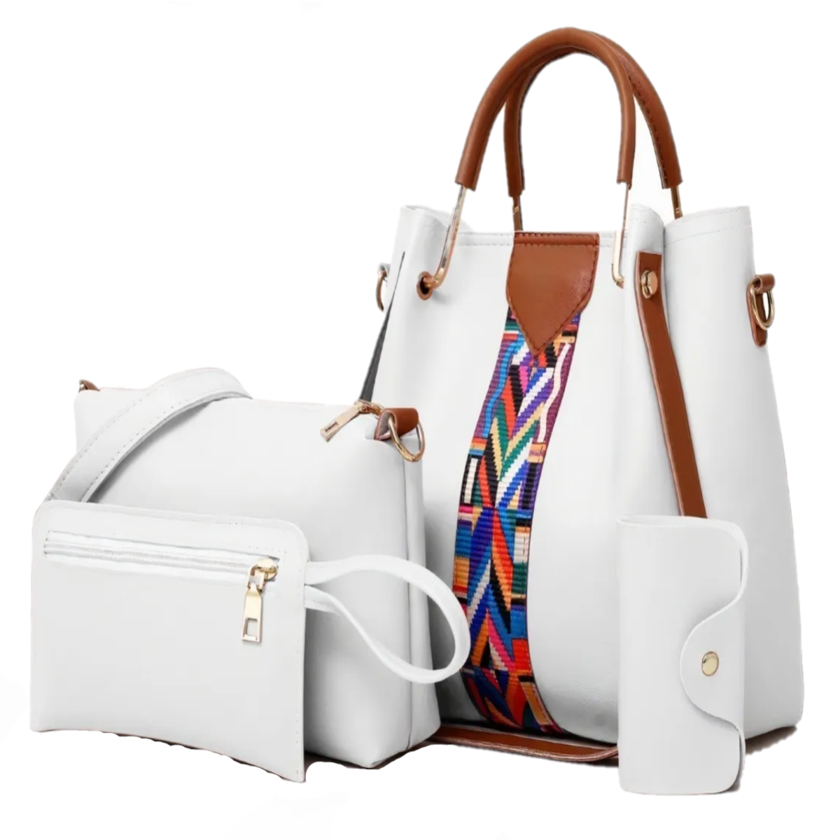 Juego De 4 Bolsas Informales De Lujo Para Mujer Color Blanco A La Moda