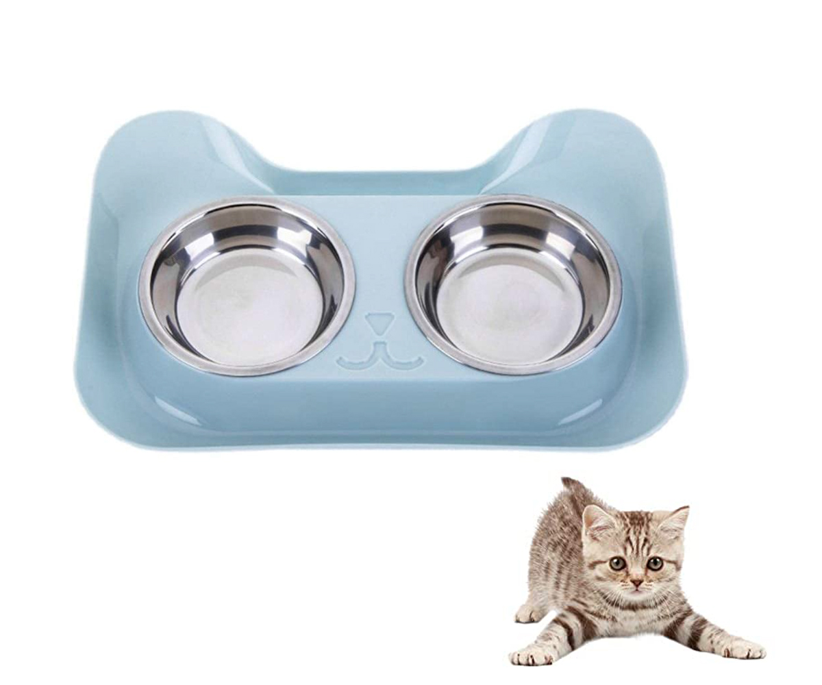 Tazones en Acero Inoxidable Para Gato con Base Antiderrames