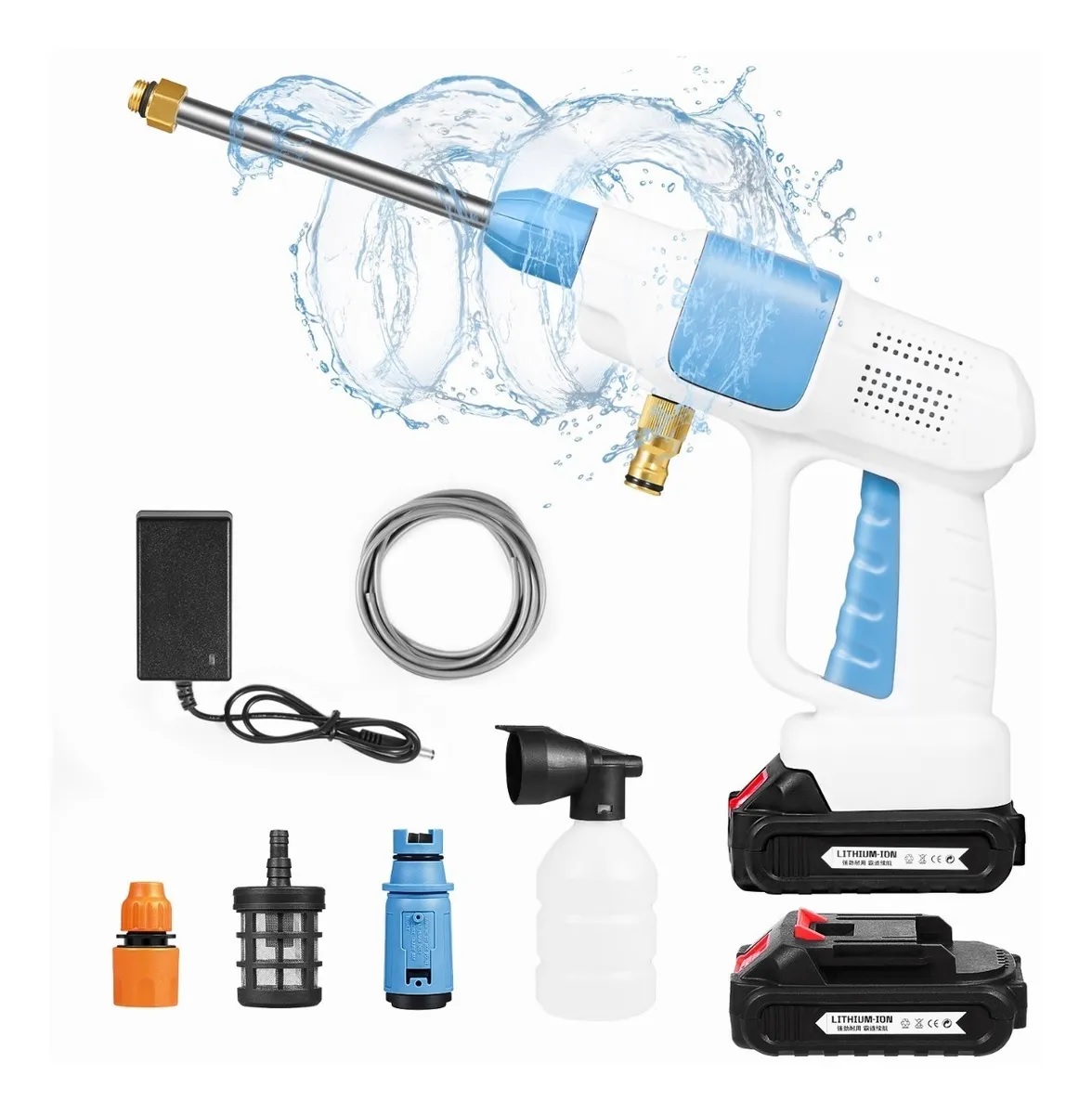 Hidrolavadora Inalámbrica Portátil Para Limpieza De 24v Blanco