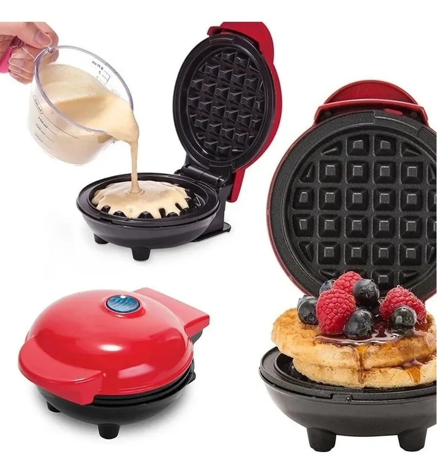 Wafflera Mini Waffles Antiadherente Electrica Portatil