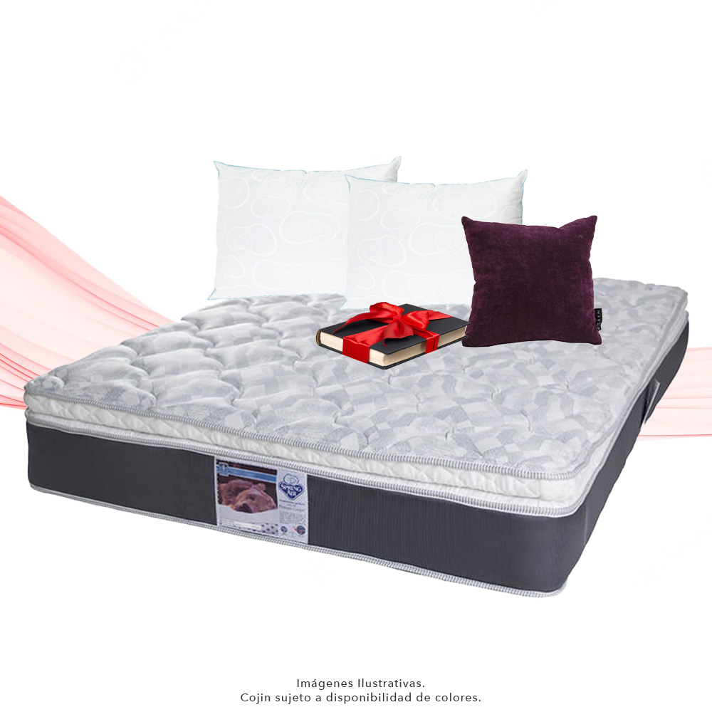 Colchón Queen Size Spring Air Marte Con 2 Almohadas Osos