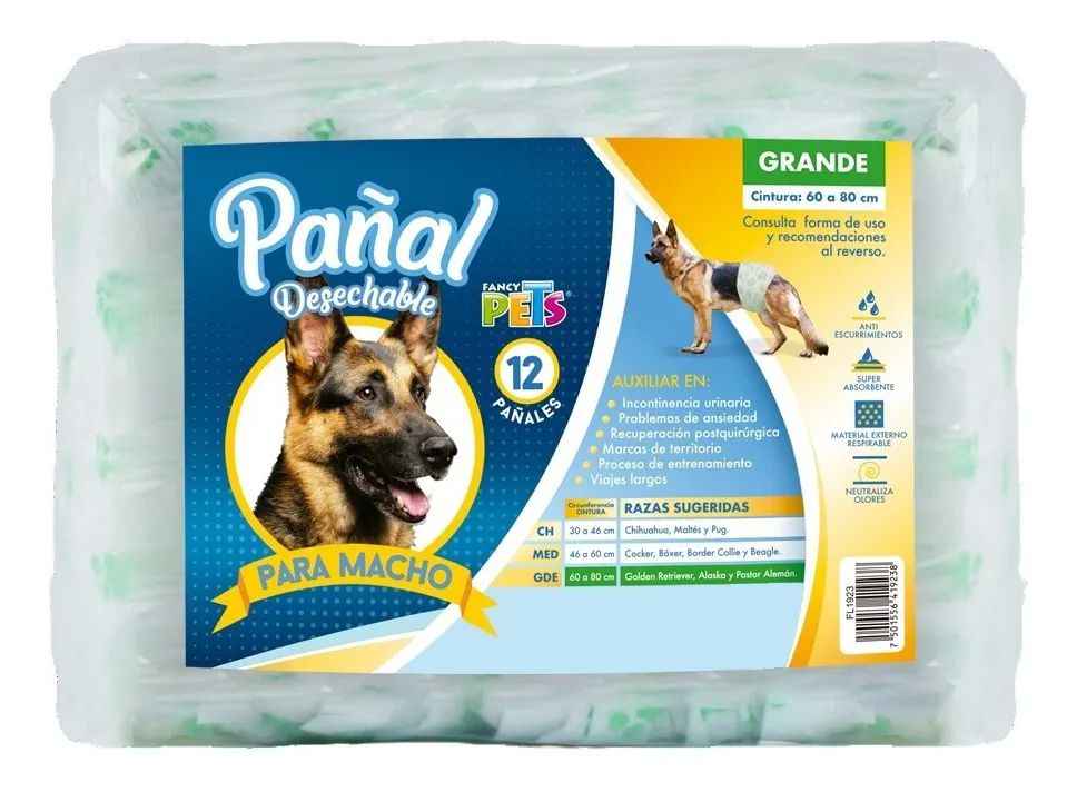 Pañal Desechable Especial Perro Macho Grande Fancy Pets