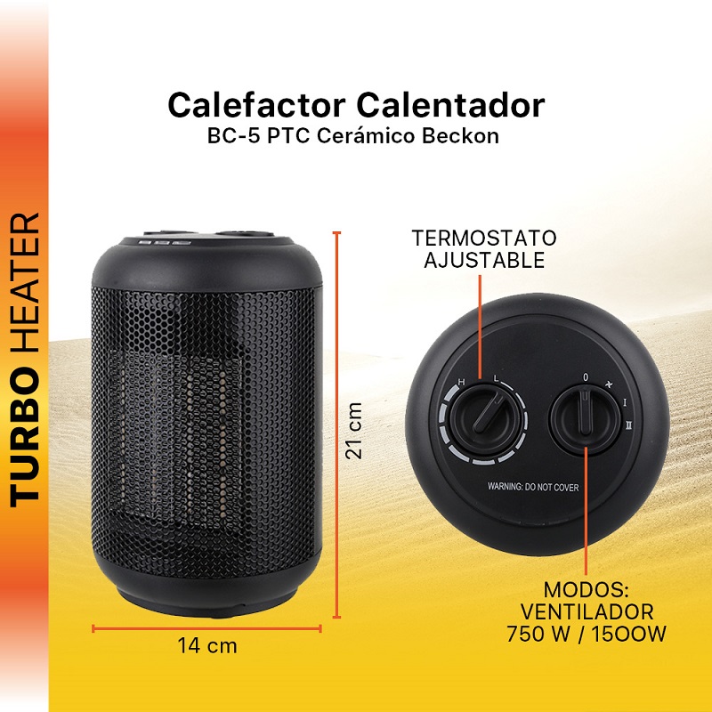Calefactor cerámico Calentador PTC Calentón Hogar 750 / 1500W ...