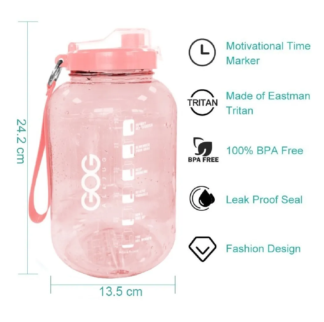 Botella de Agua Camping Medio Galon Rosa