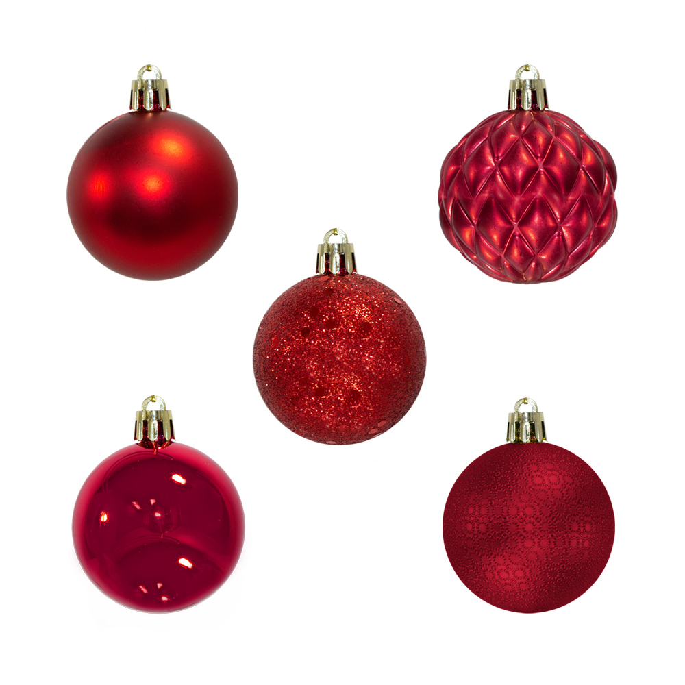Esferas Navideñas Rojas Colgables 5 Cm Diámetro