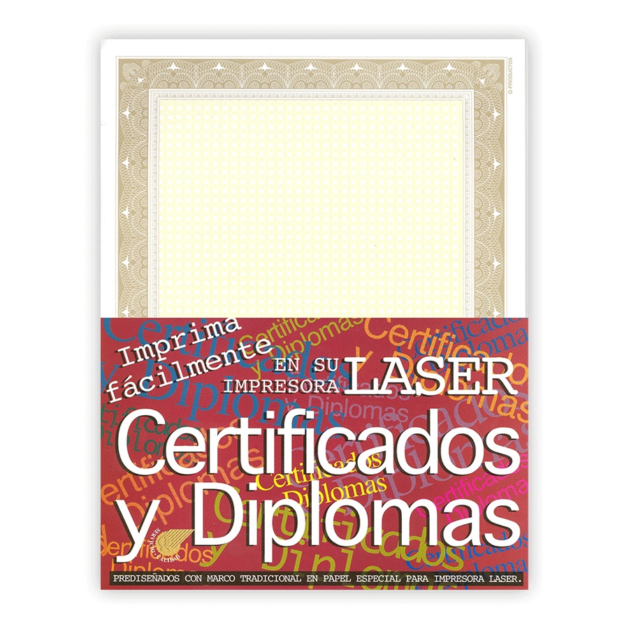 Papel impreso para diplomas y/o certificados color oro (50 Hojas)