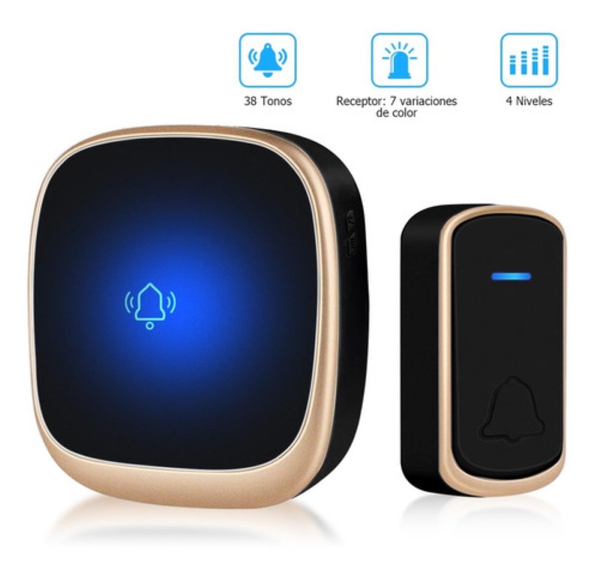 Timbre Inalámbrico Para Exterior Con 7 Colores Luz Led 300m