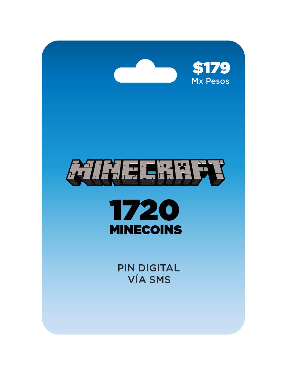 Minecraft 1720 Minecoins, tarjeta prepago, Pin Digital
