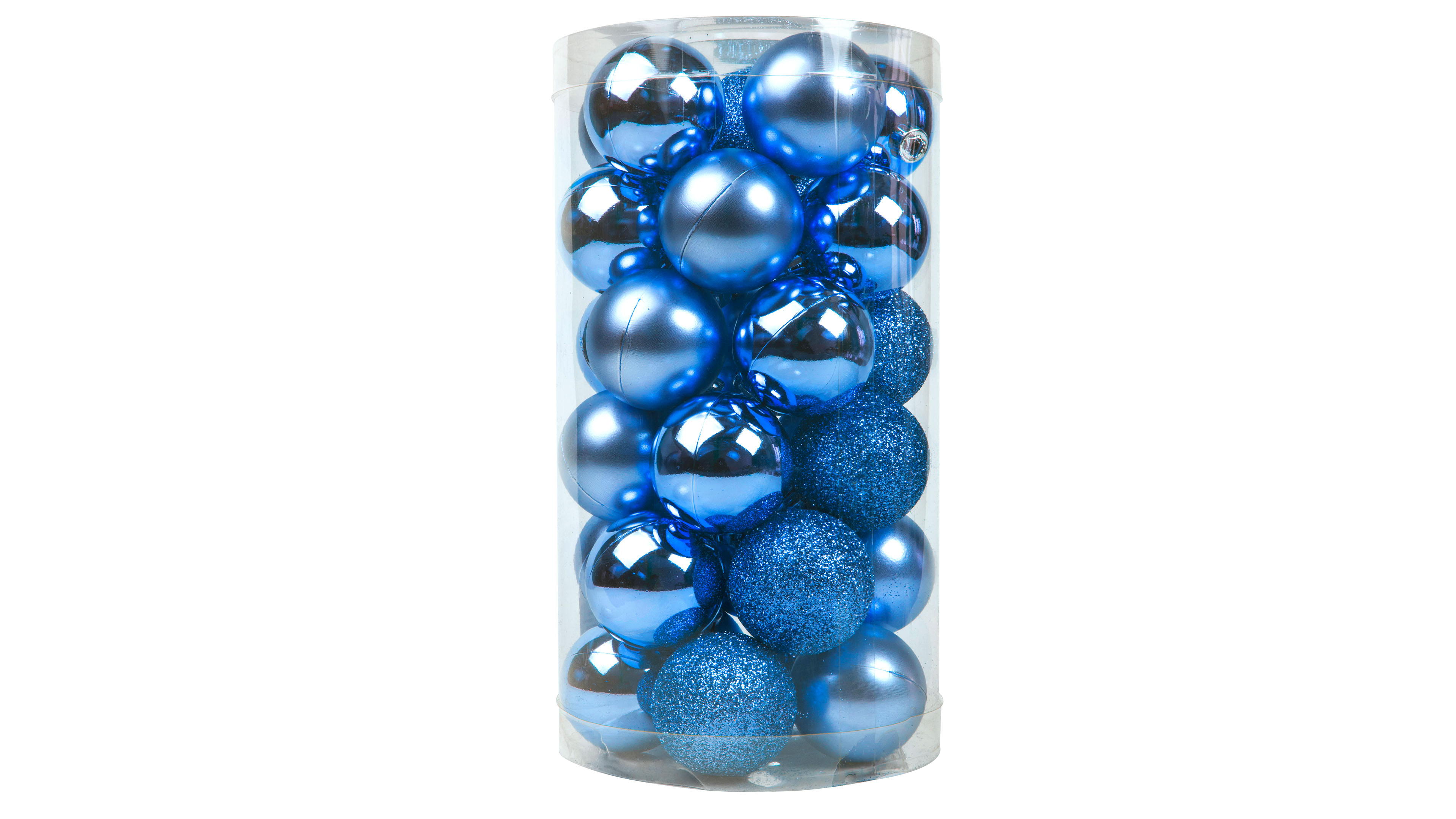 Esfera Navideña Color Azul Surtida Paquete 30 Pzas