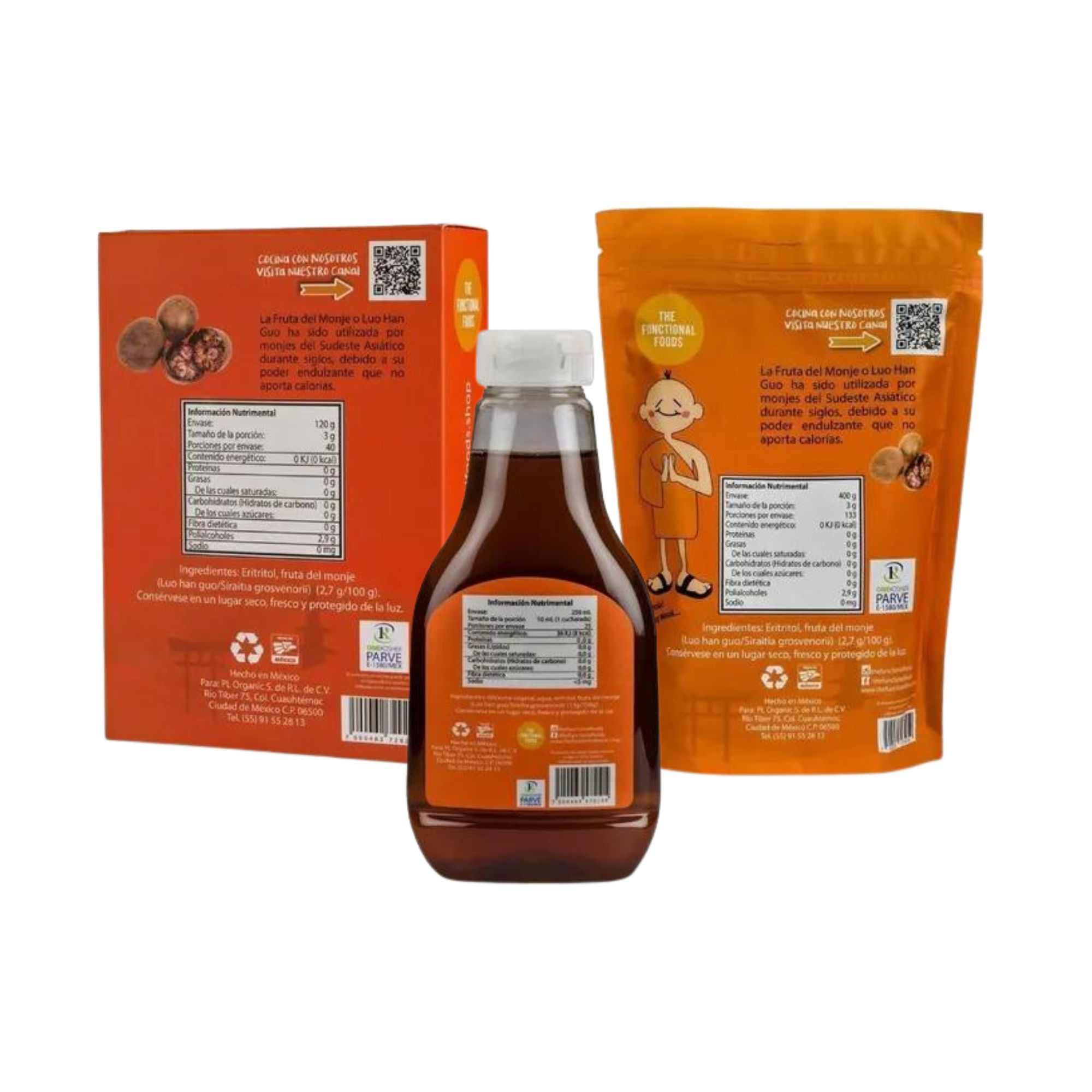 Endulzante 400g+Caja 40 sobres+Miel sabor Maple 250ml Monk