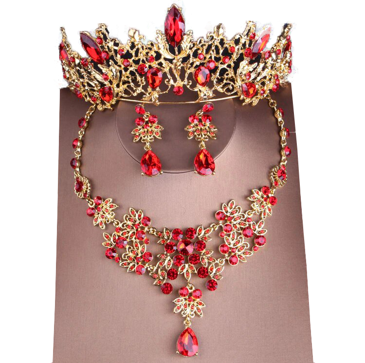 Conjunto Dorado Con Rojo