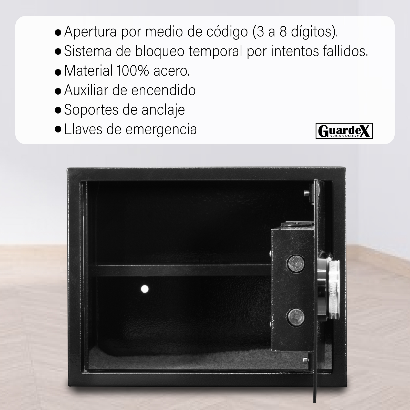 Caja Fuerte Digital Biométrico Color Negro Guardex