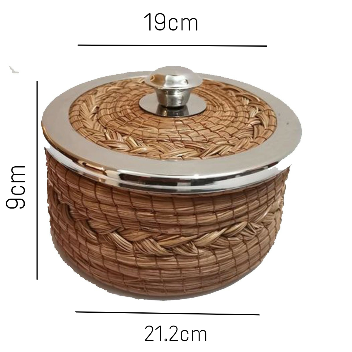 TORTILLERO ELEGANTE DE FIBRAS NATURALES CON ARO DE ACERO