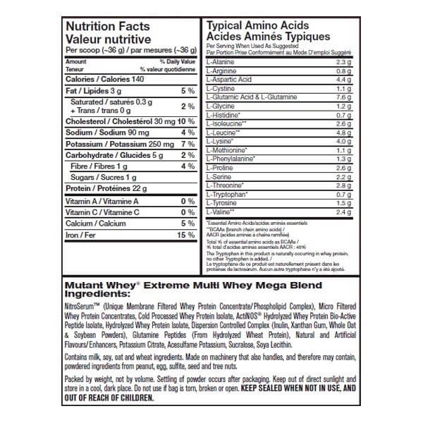 Proteina Mutant Whey 5 lb sabor chocolate