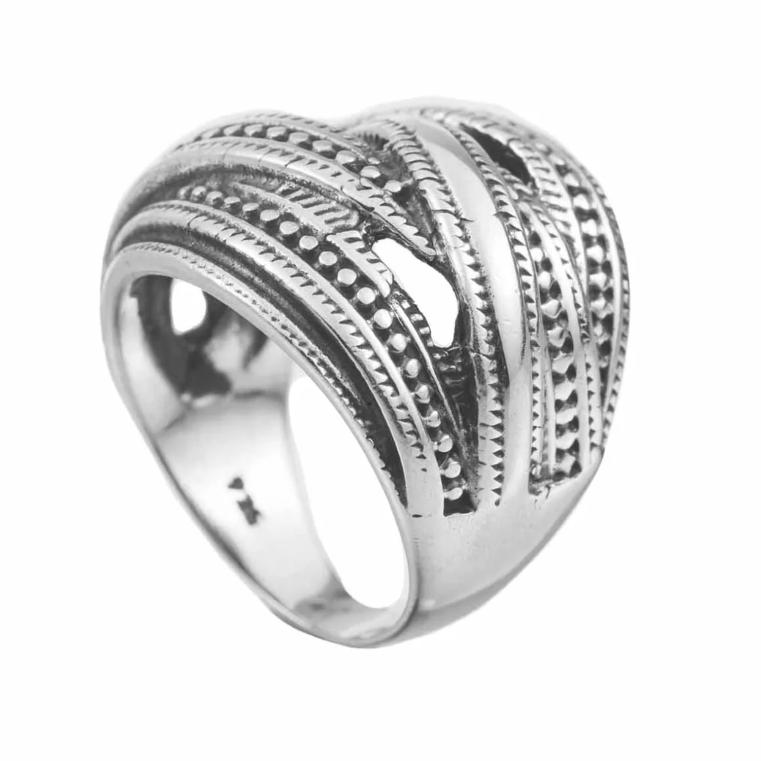 Anillo listones detallados de plata ley .925 certificada
