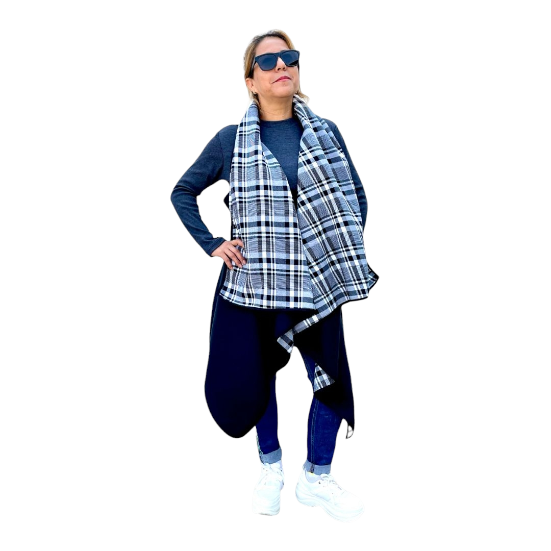 Poncho Dama Multiposiciones Doble Vista Cómodo Caliente Invierno Lyndo