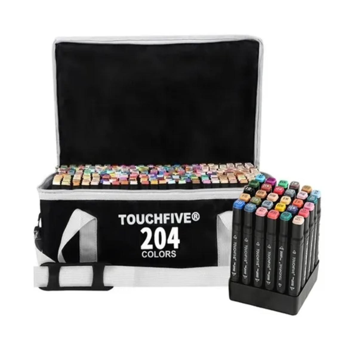 Marcadores Dibujo Doble Punta 204 Colores Con Bolsita Negra