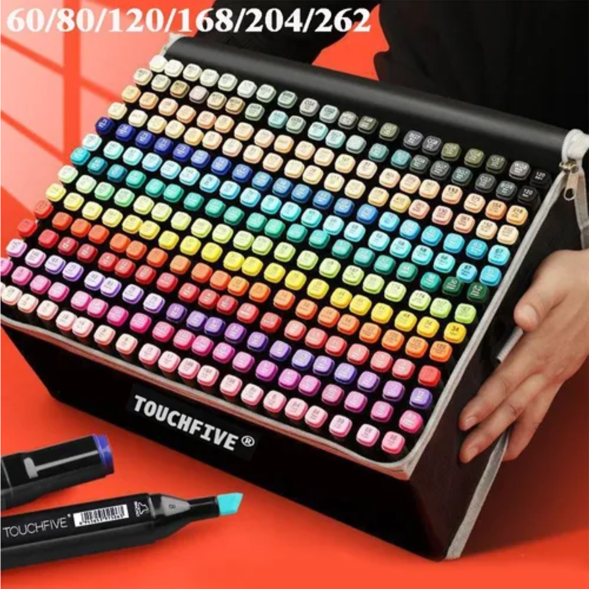 Marcadores Dibujo Doble Punta 204 Colores Con Bolsita Negra