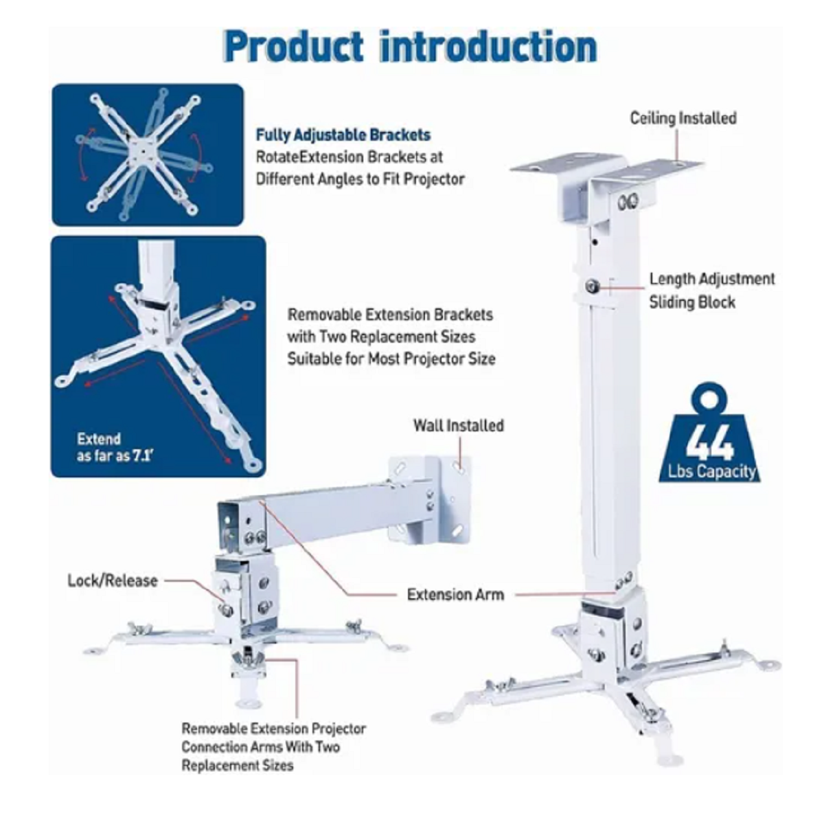 SOPORTE BASE DE TECHO Y PARED PARA PROYECTOR 63 CENTIMETROS