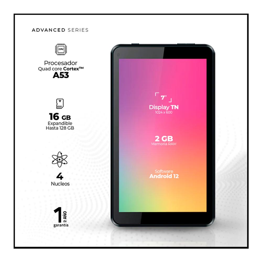 Tablet ACTECK Chill Plus TP470 Quad Core 2GB 16GB Android 12 Negro AC ...