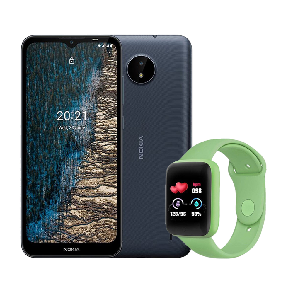 Nokia C20 2/32GB Azul + Smartwatch Bracalet Verde