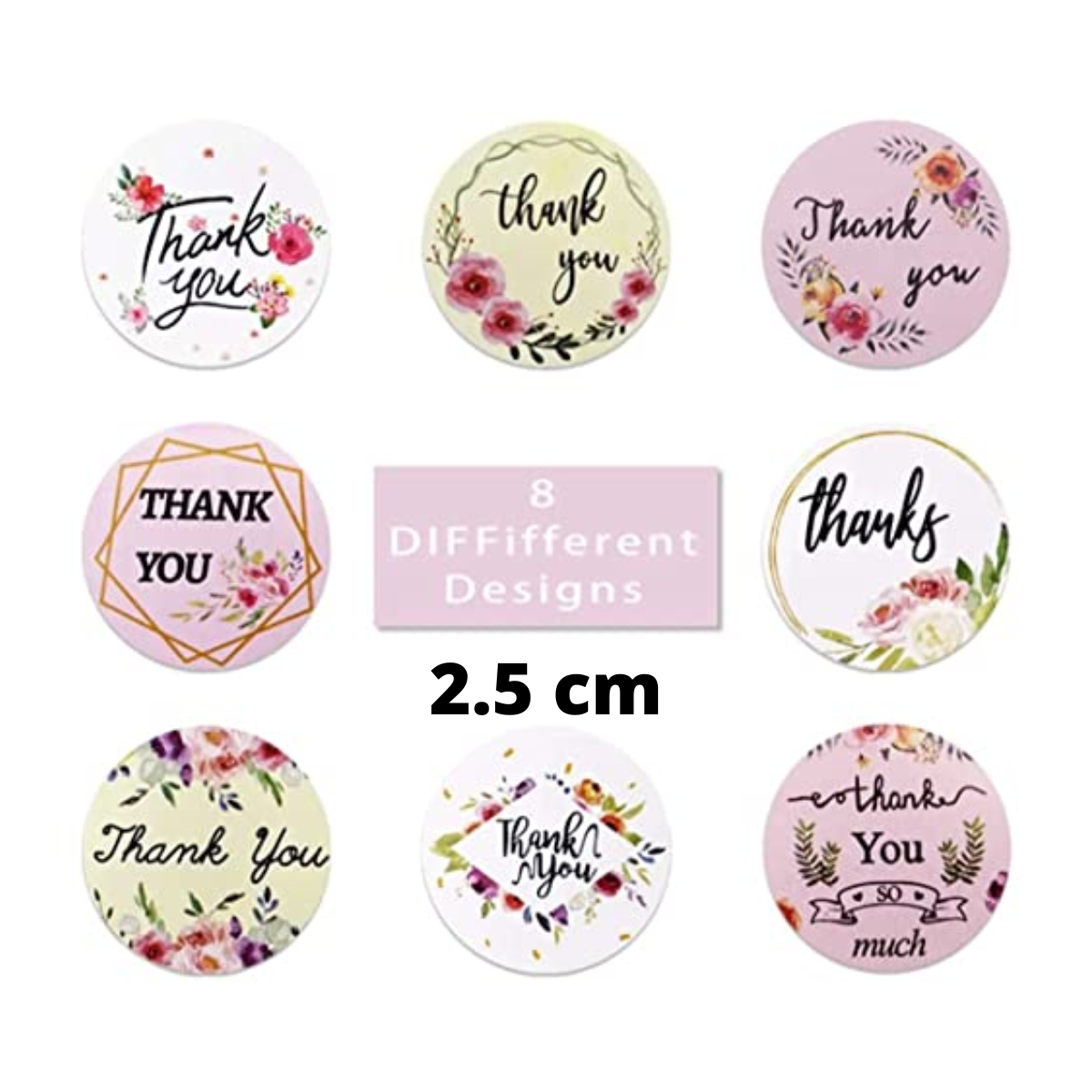 Rollo de 100 Stickers de Agradecimiento Thank You Gracias