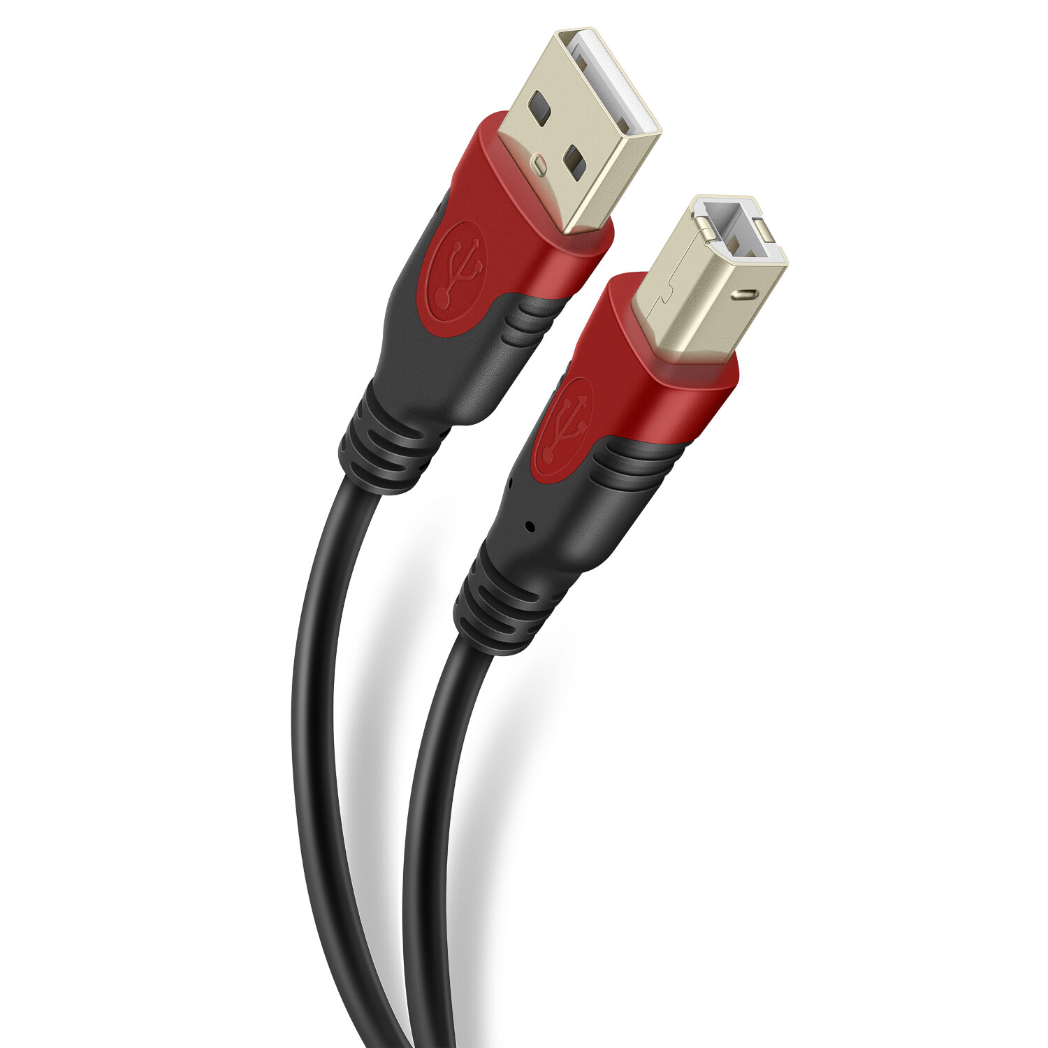 Cable USB a USB tipo B de 1,8 m reforzado, con conectores dorados
