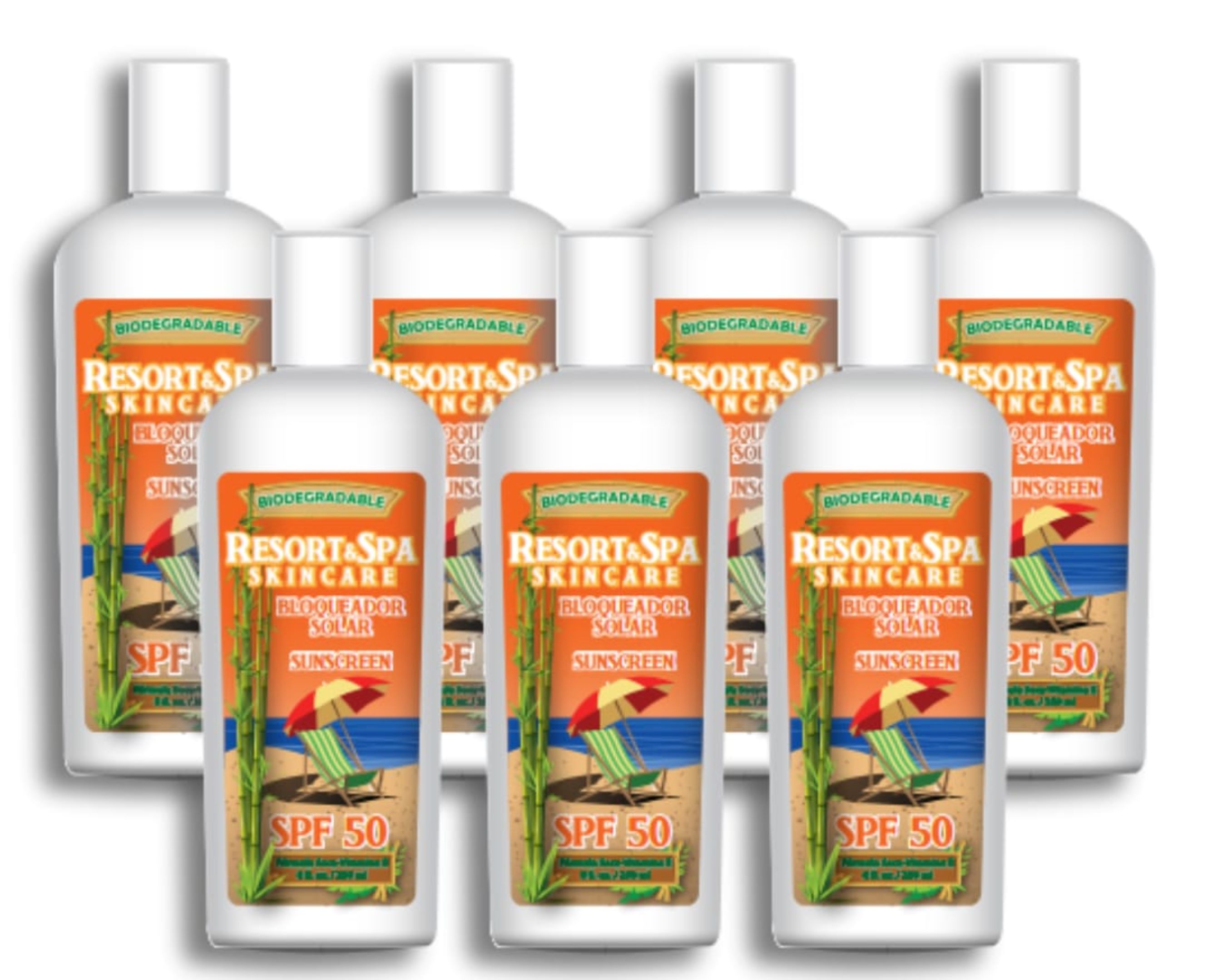 7 Piezas, Bloqueador Solar SPF 50 250 ml Biodegradable, Organico y Natural