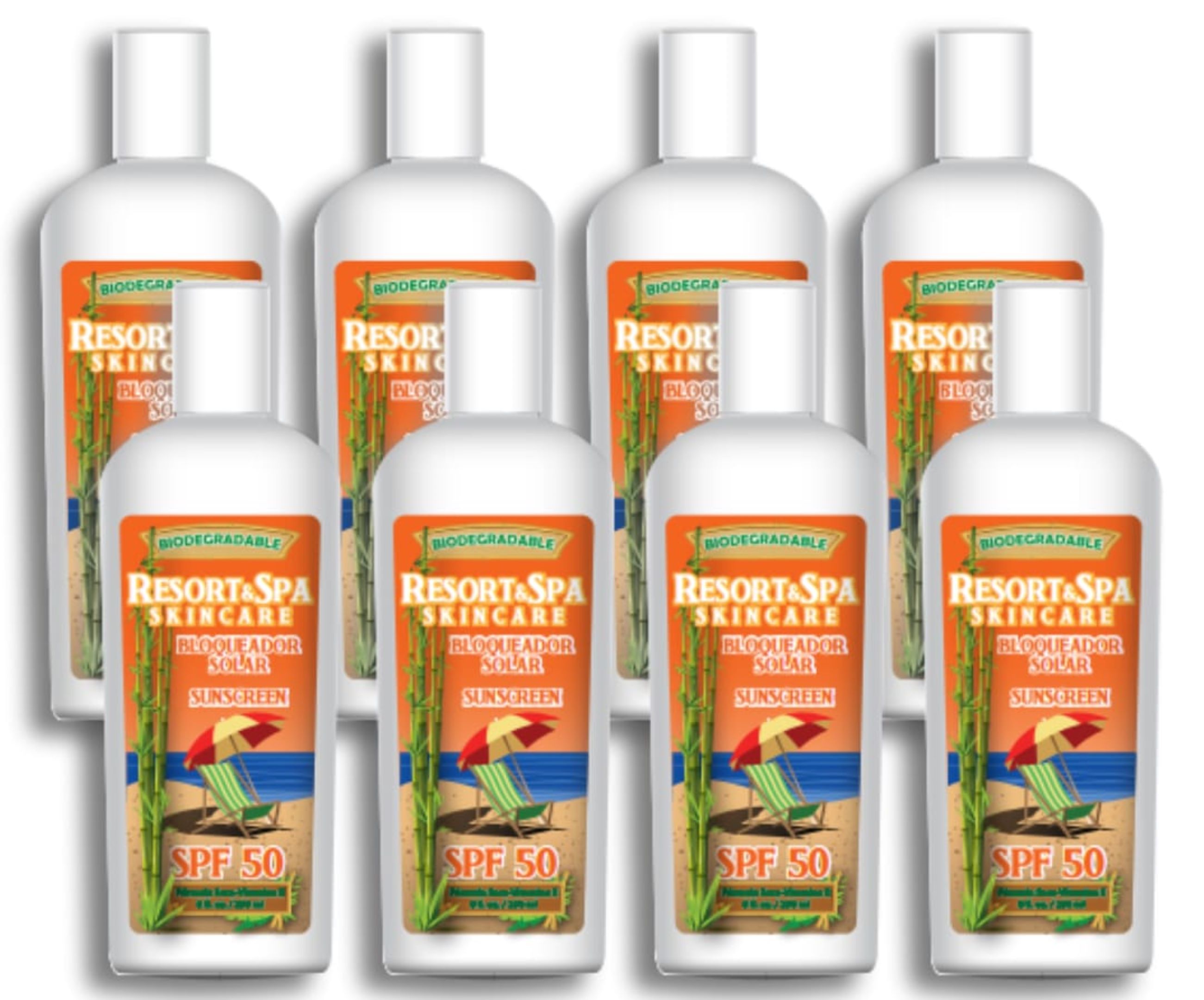 8 Piezas, Bloqueador Solar SPF 50 250 ml Biodegradable, Organico y Natural