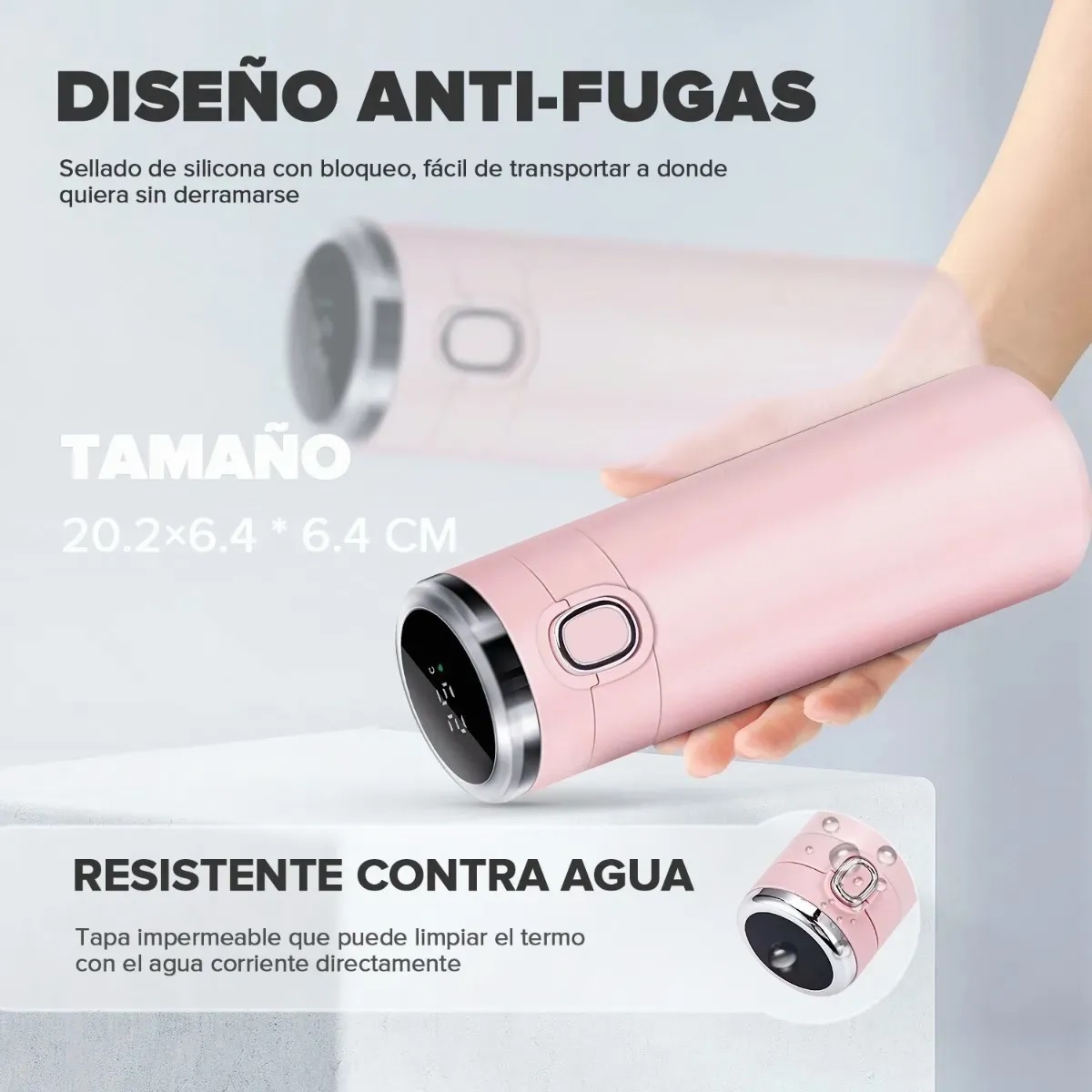 Termo Digital Inteligente De Acero Inoxidable 400ml Rosa