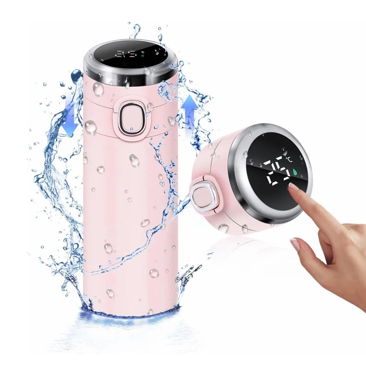 Termo Digital Inteligente De Acero Inoxidable 400ml Rosa