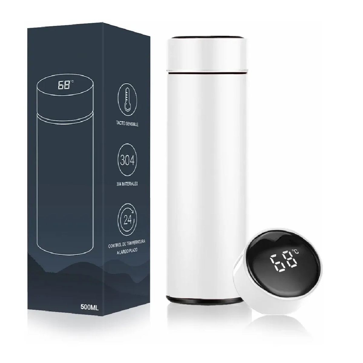 Termo Digital Inteligente De Acero Inoxidable 500ml. White