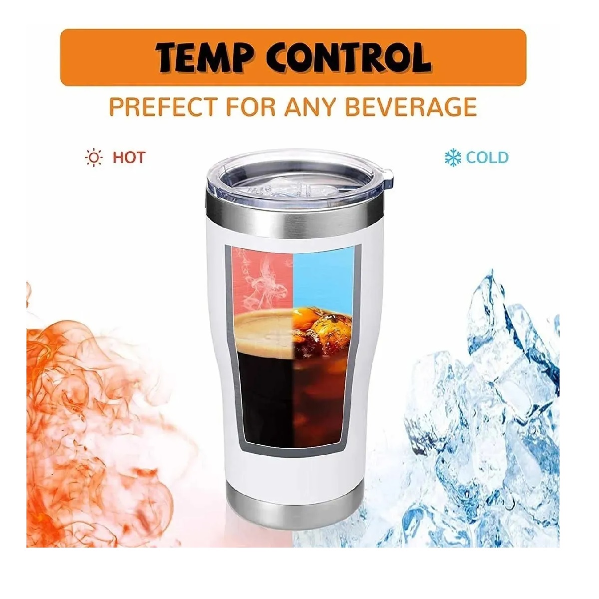 30oz De Termo Portátil De Acero Inoxidable Con Calor Y Frío Blanco