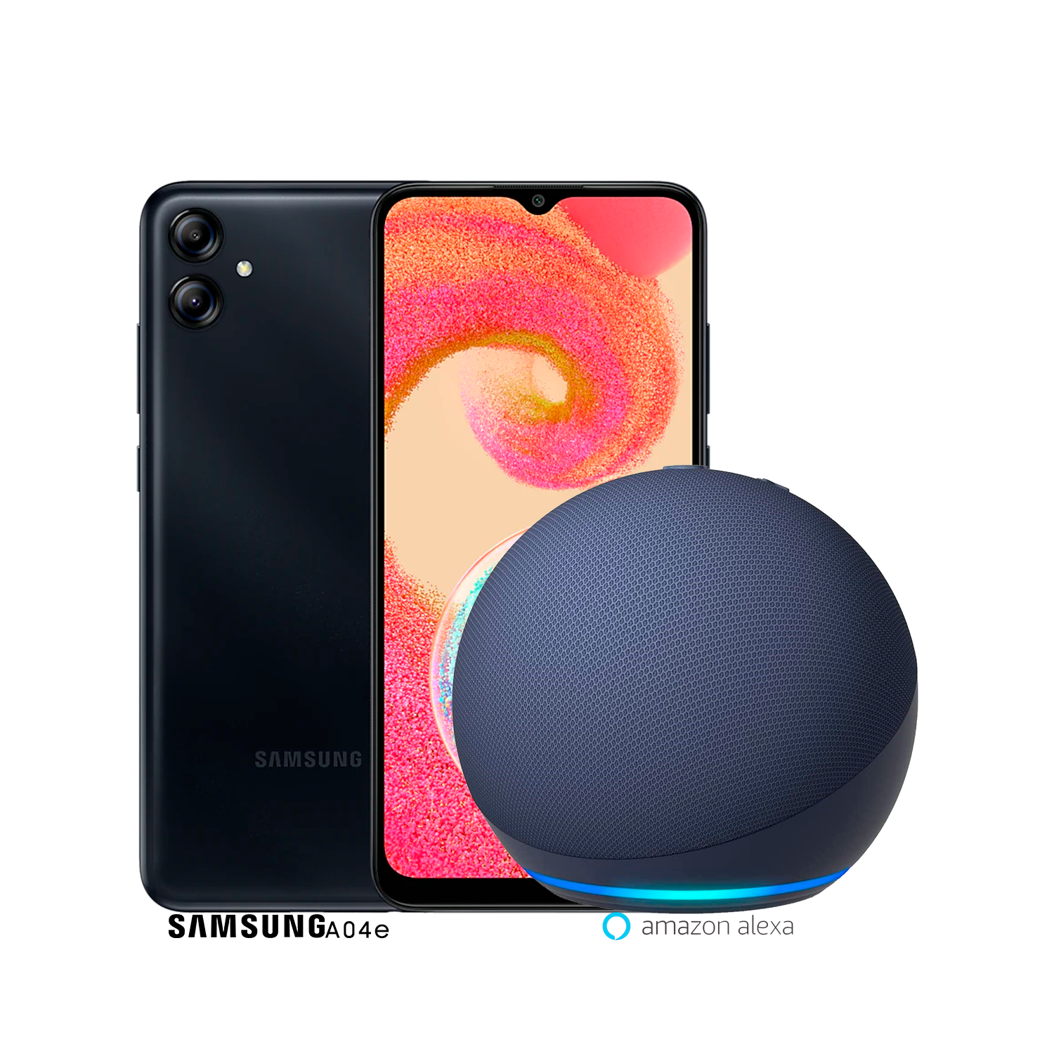 Combo Celular Samsung Galaxy A04e Batería 5000 mAh Negro Alexa 5ta Gen Azul