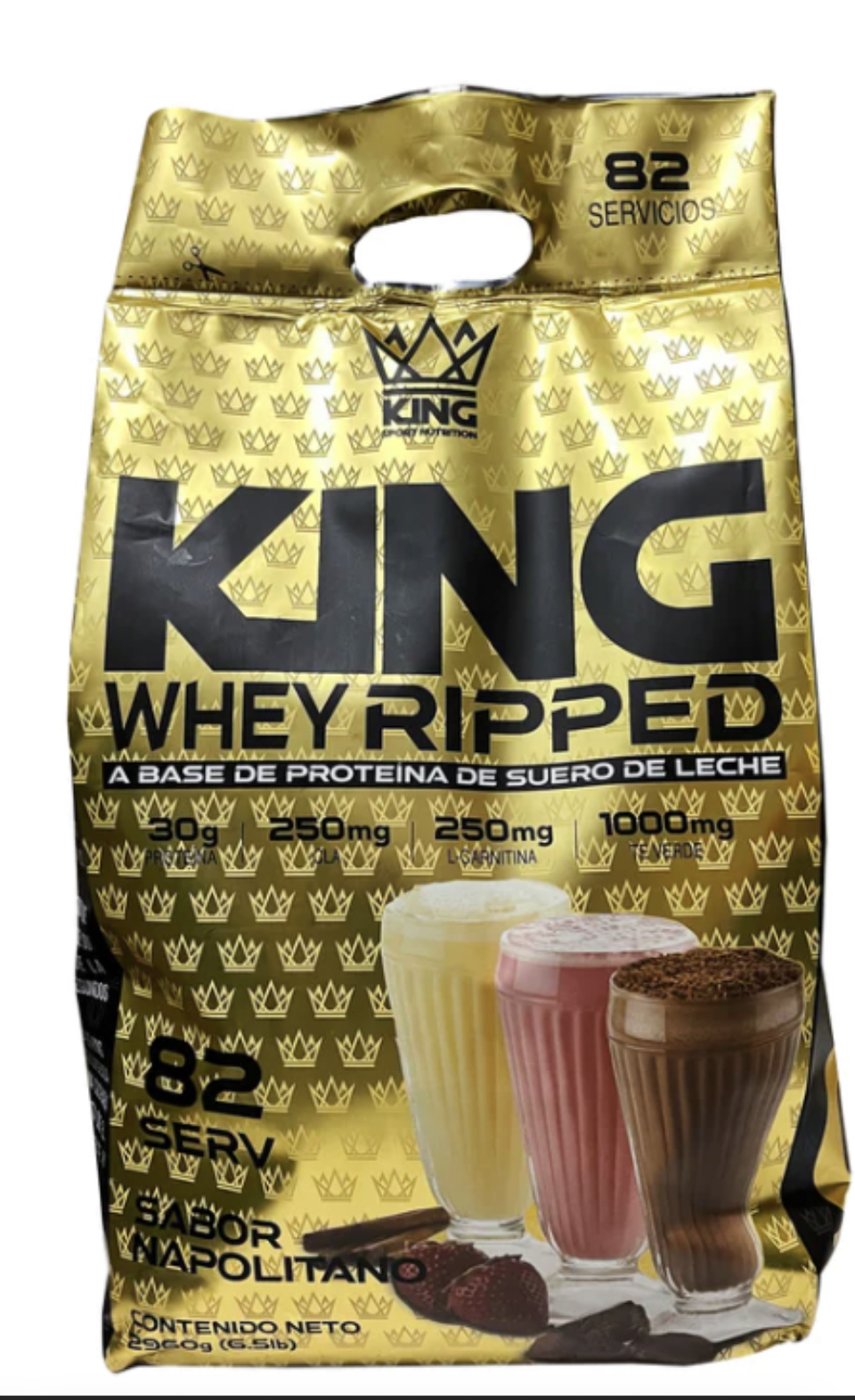 Proteína King Whey Ripped con te verde suero de leche 82 serv sabor ...