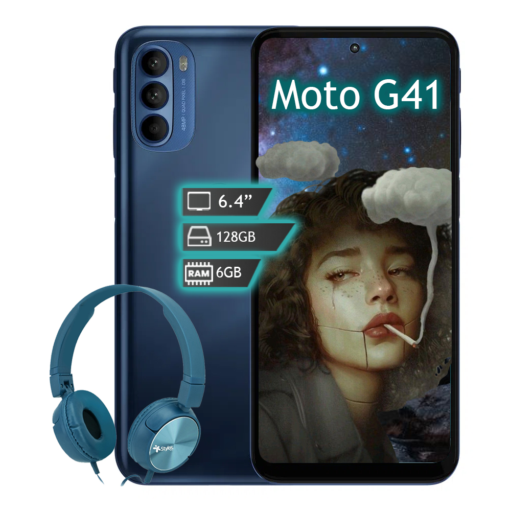Celular Motorola Moto G41 128GB 6GB Ram Dual Sim - Negro + diadema