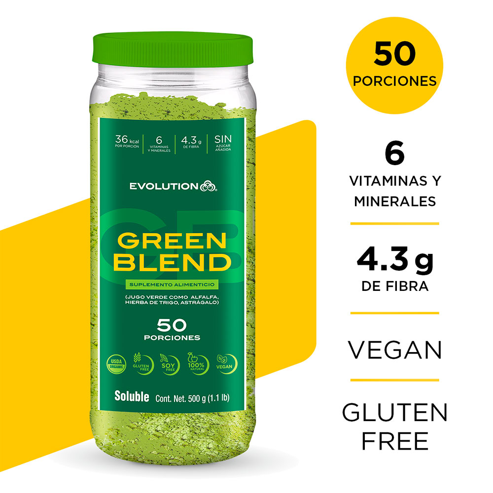 Jugo Verde En Polvo Evolution Green Blend Vegano Bote 500 G