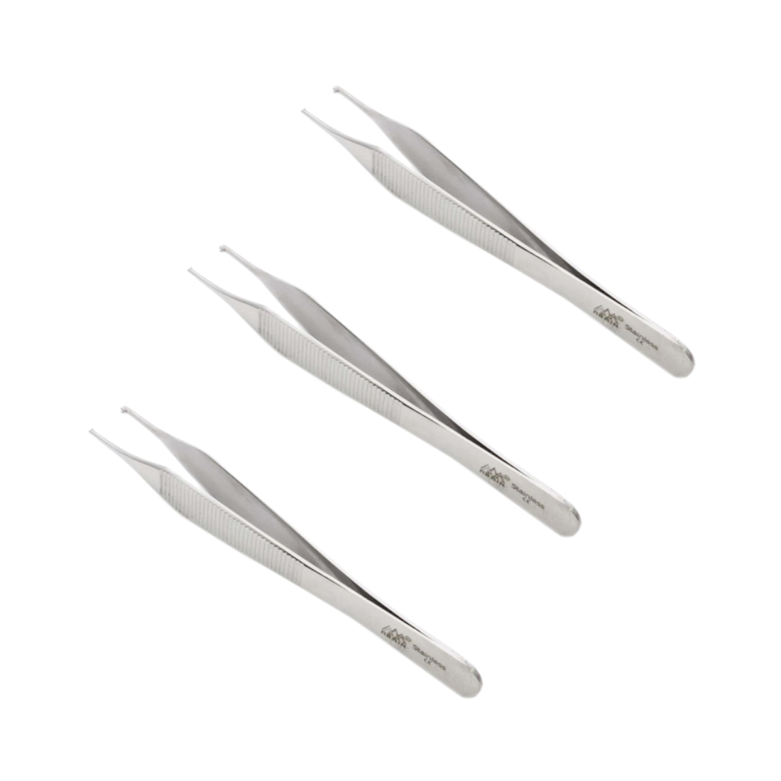 3 Pinzas Adson con Dientes de Acero Inoxidable 12 Cm