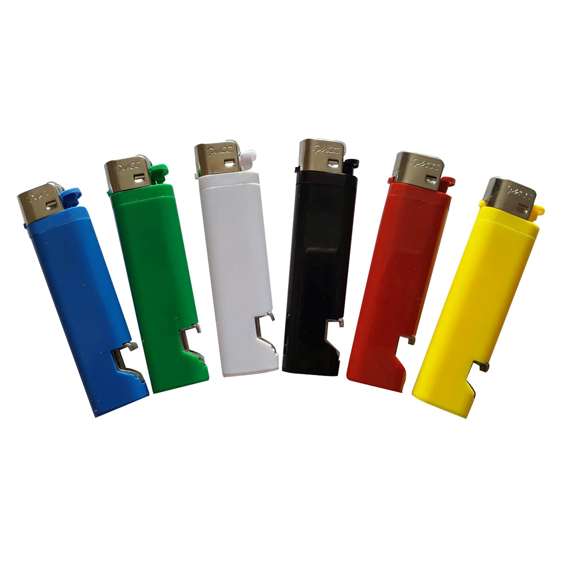 3 charolas de 15 encendedor de gas con destapador en 6 colores marca pucc