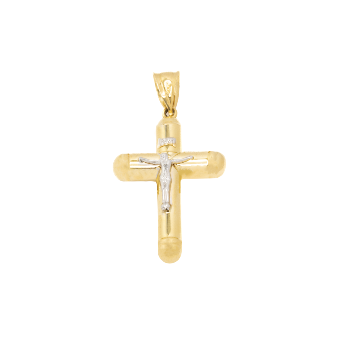 Cruz con Cristo 2 Oros en Oro 14 Kilates.