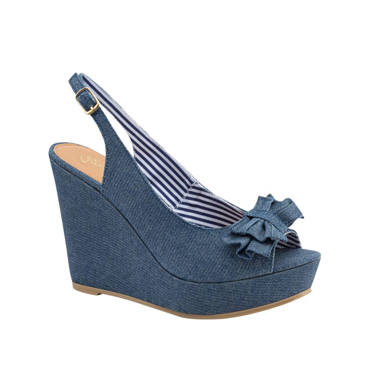 Sandalia con plataforma, de mezclilla con moño al frente, marca Vi Line ...
