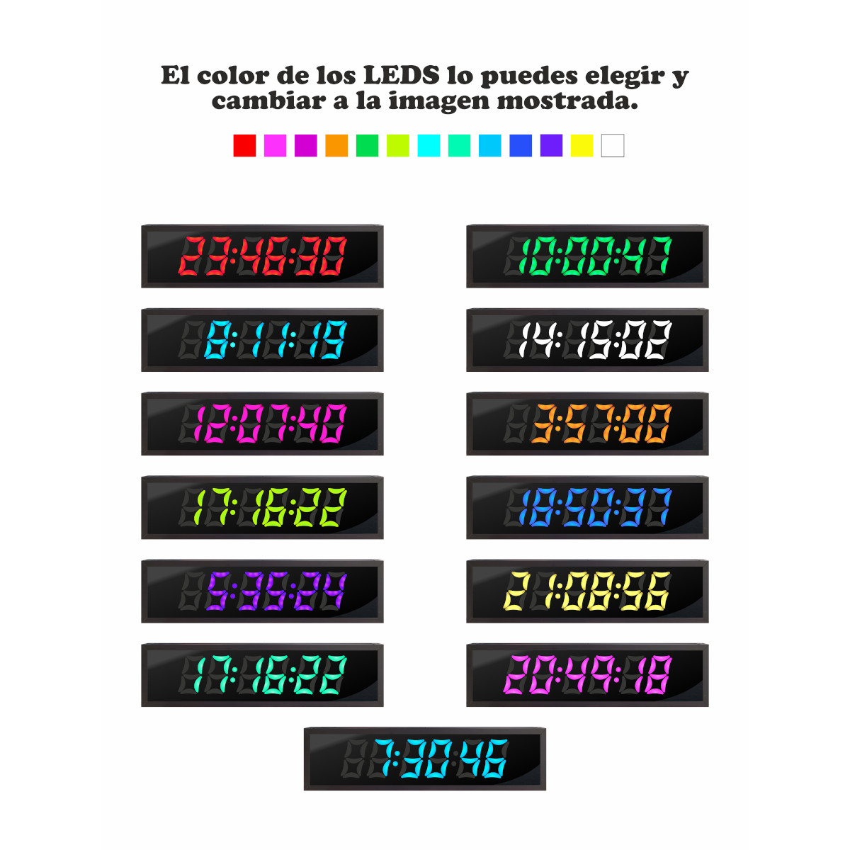 Reloj Digital D Pared RGB Control remoto Cronometro Cambia De Color