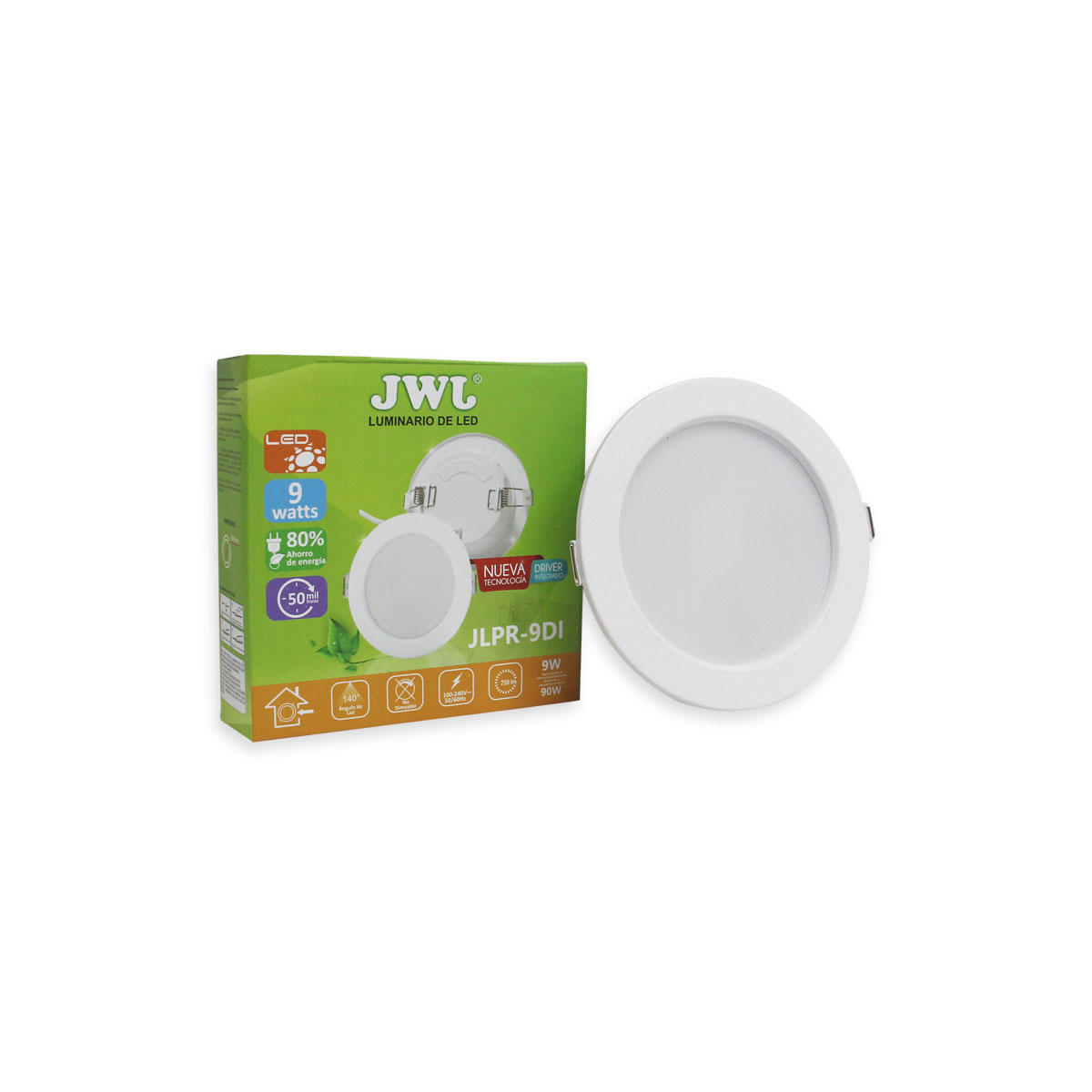 Paquete 10 lamparas LED JWJ empotrables para plafón luz blanca JLPR9DI
