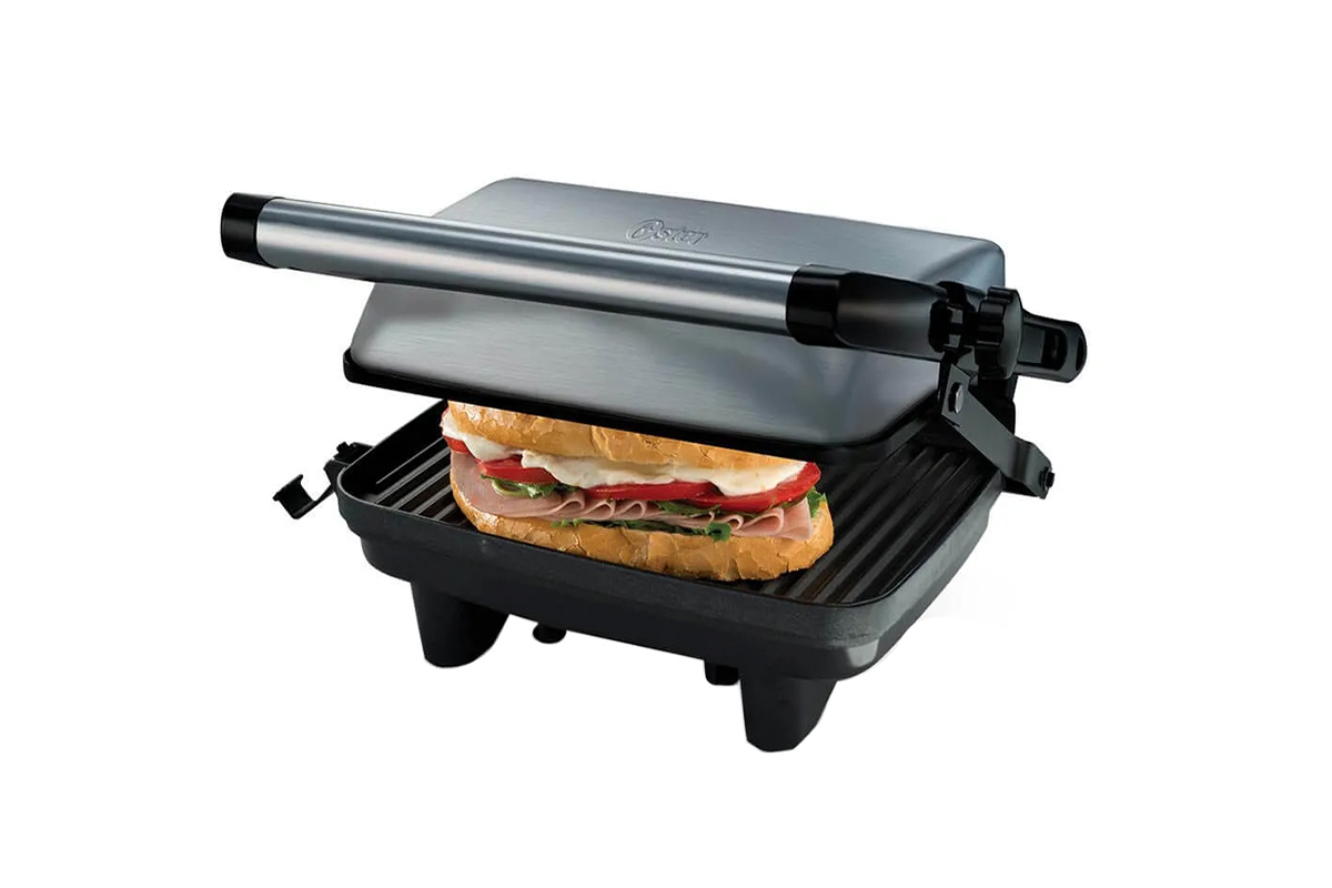 Parrilla Electrica Antiadherente Panini Acero Inoxidable Plata Oster